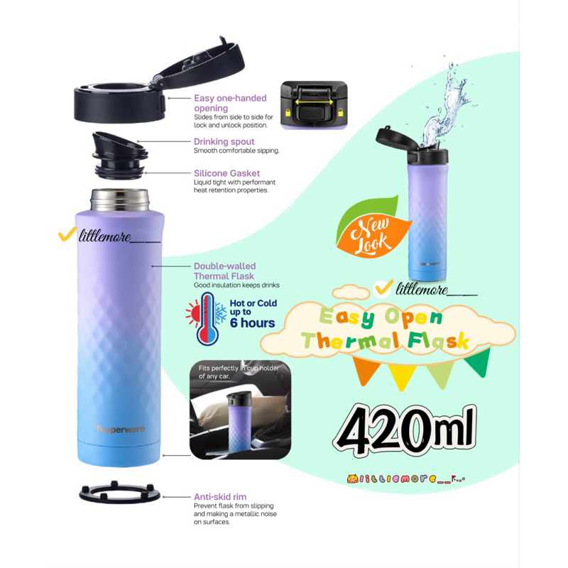 Tupperware Easy Open Thermal Flask 420ml | Shopee Malaysia
