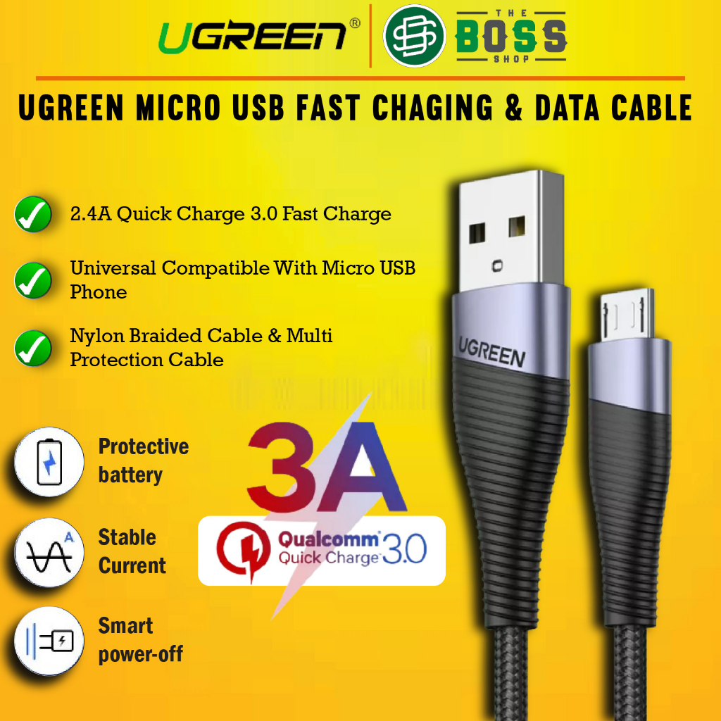 UGREEN Fast Charge 3A Micro USB Cable Andriod Mobile Phone-MicroUsb ...