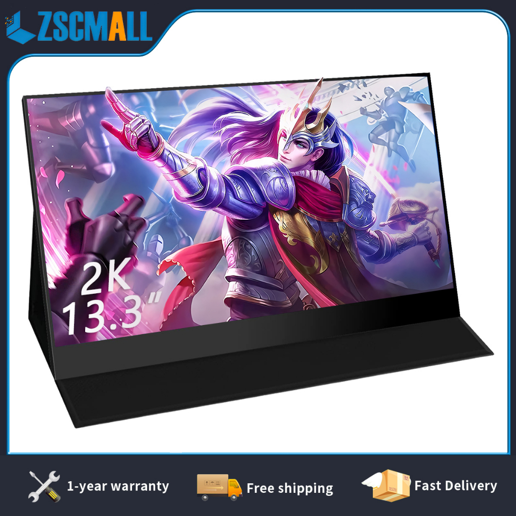 ZSCMALL Portable Monitor 14 inch 2K 2560x1440 QHD USB-C3.0 Type C/HDMI ...