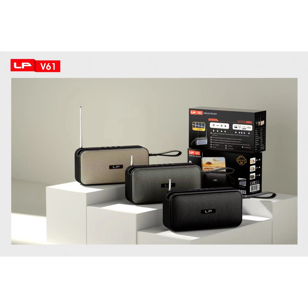 LP-V61 TWS Wireless Bluetooth V5.1 Solar Portable Speaker / Super Bass ...