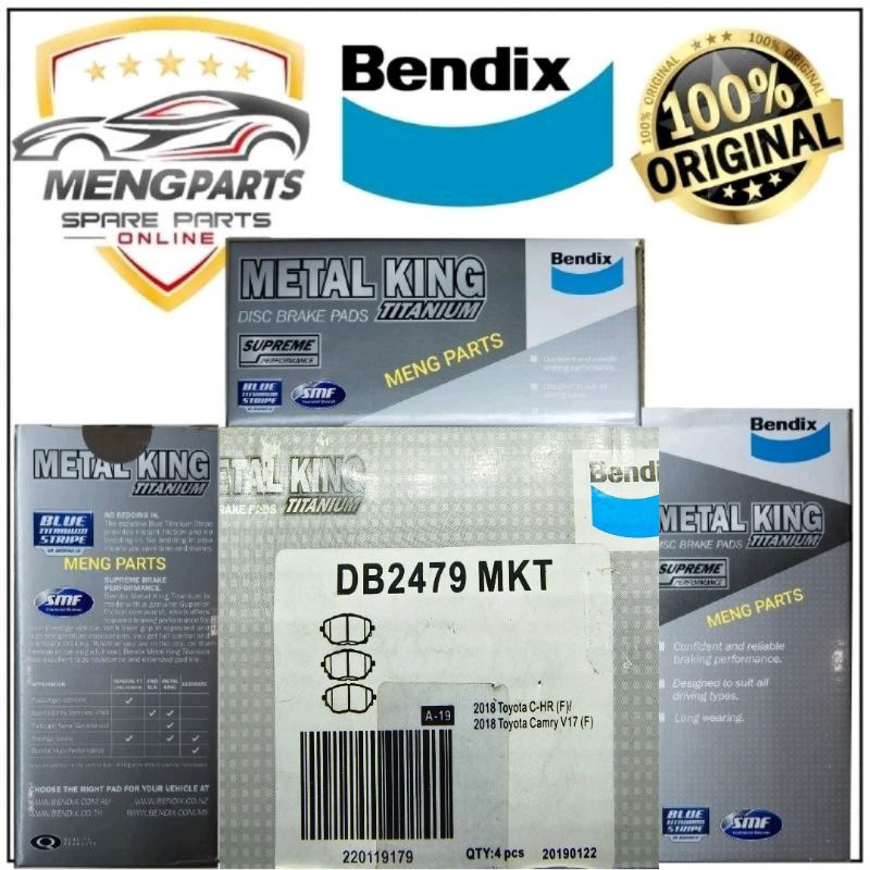 ORIGINAL 💯 BENDIX METAL KING TITANIUM TOYOTA CHR 1.8/2.0 2018Y , CAMRY ASV70 2018Y FRONT DISC ...