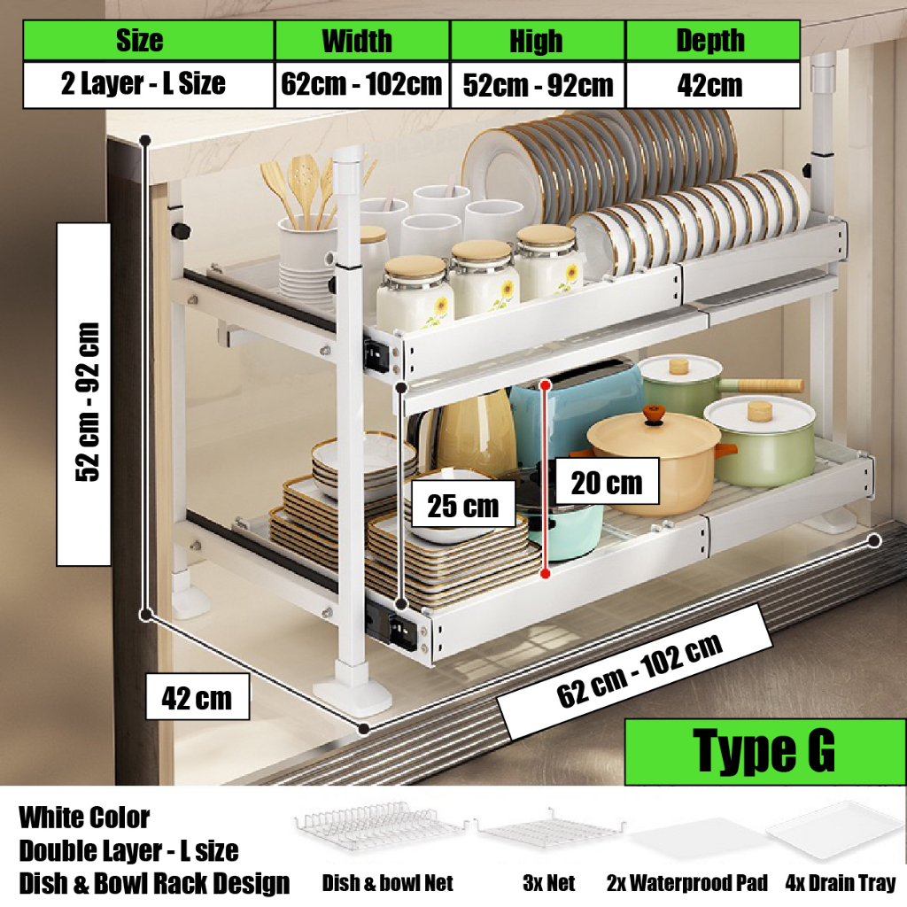 kitchen cabinet pull out dish & bowl rack / multi-function pull out ...