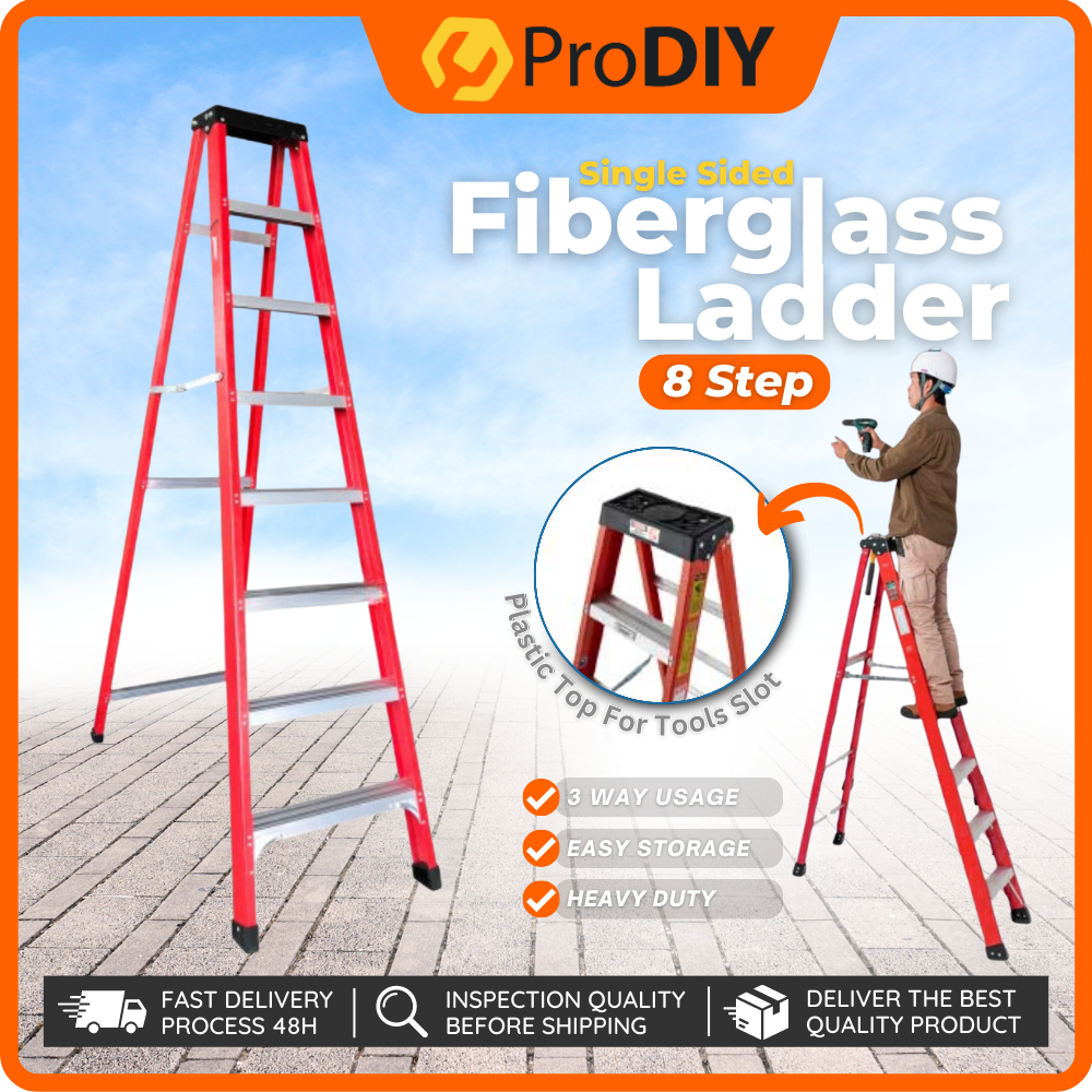 Tangga 8 Step Ladder 2.47m 8.1ft Step Tangga Aluminium Single Sided ...