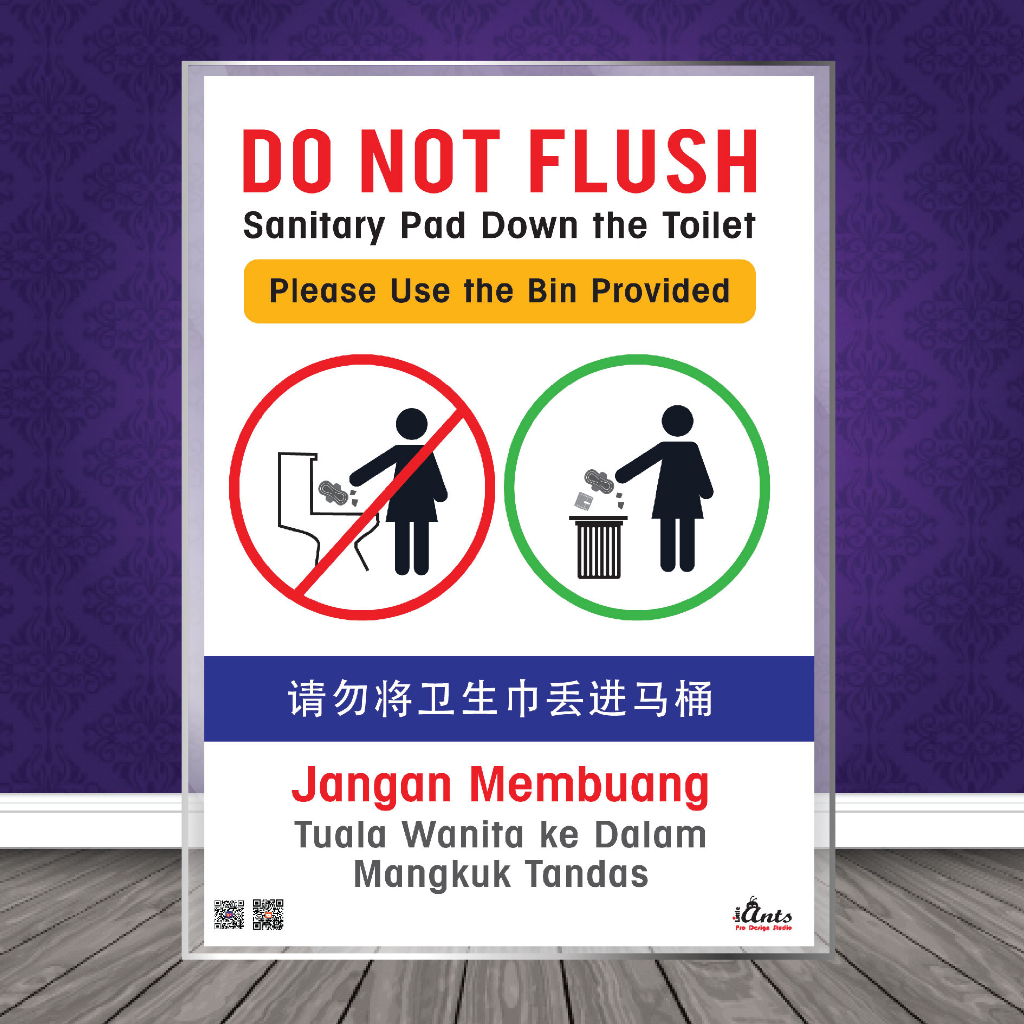 A5 size Laminated Poster no entry nosmoking toilet Sign Signage ...