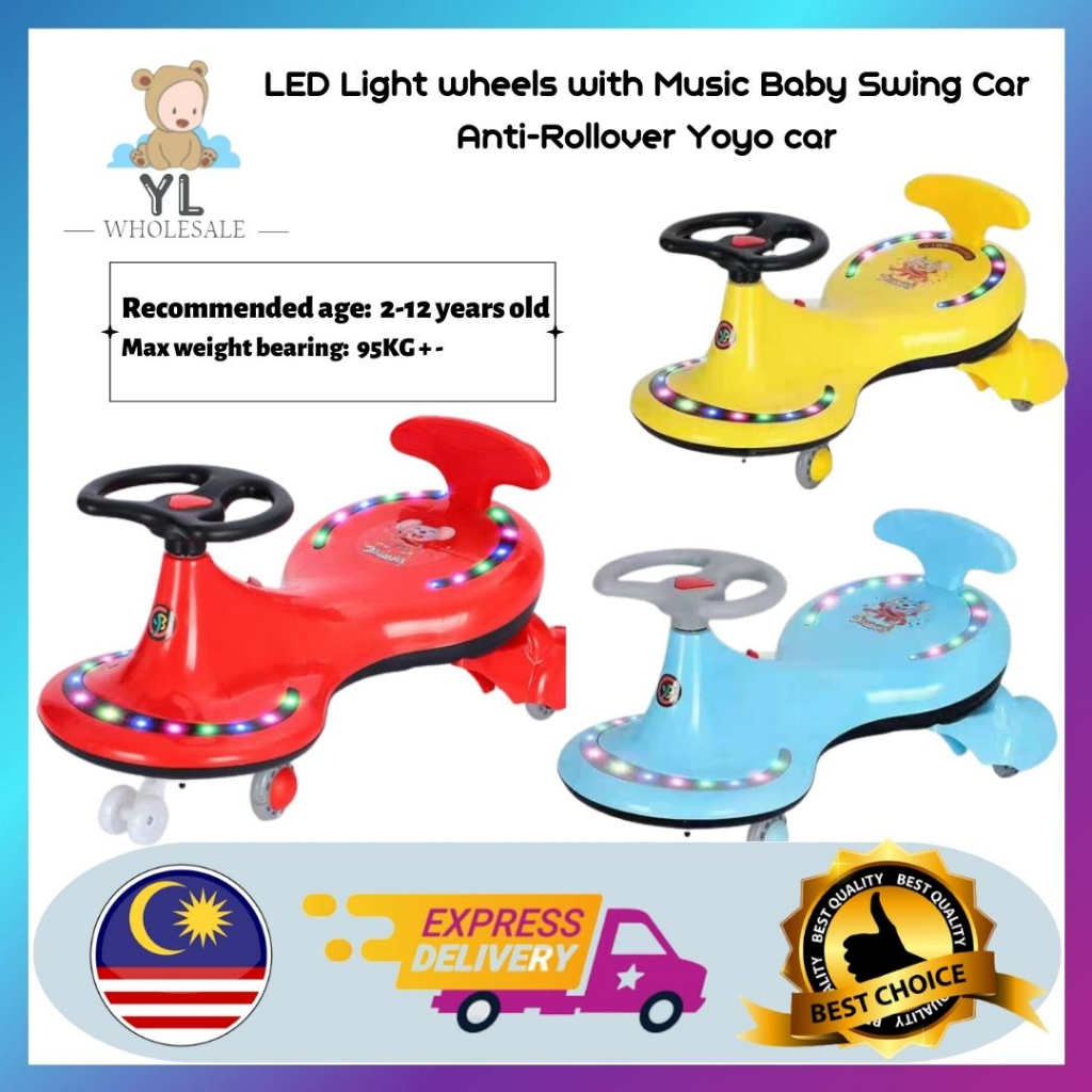 YL LED Light wheels with Music Baby Swing Car Anti-Rollover Yoyo car ...
