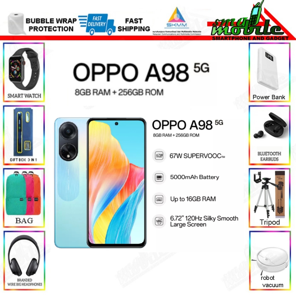 OPPO A98 5G 💥8GB+256GB💥🎁FREE GIFT🎁 100% WARRANTY OPPO MALAYSIA | Shopee Malaysia