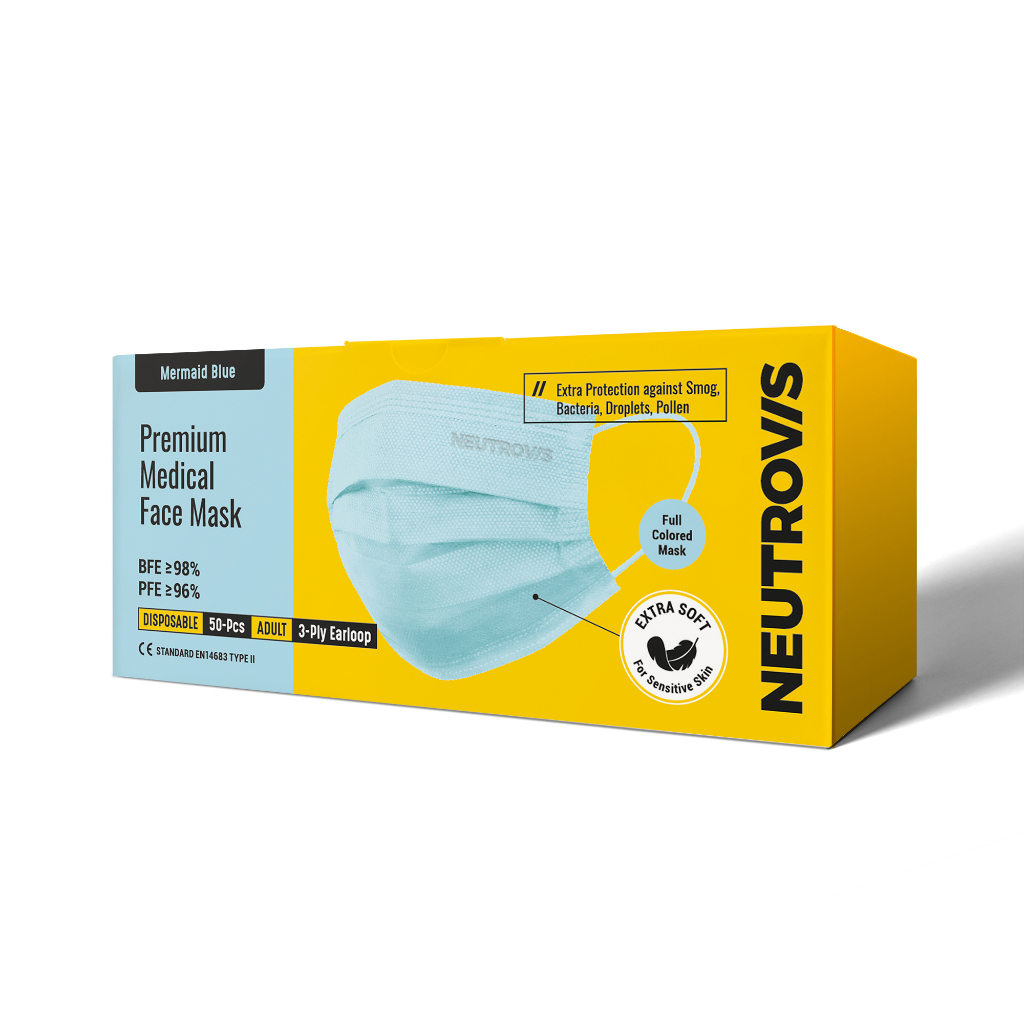Neutrovis 3-Ply Medical Face Mask – Mermaid Blue/ Sky Blue/ Lavender ...