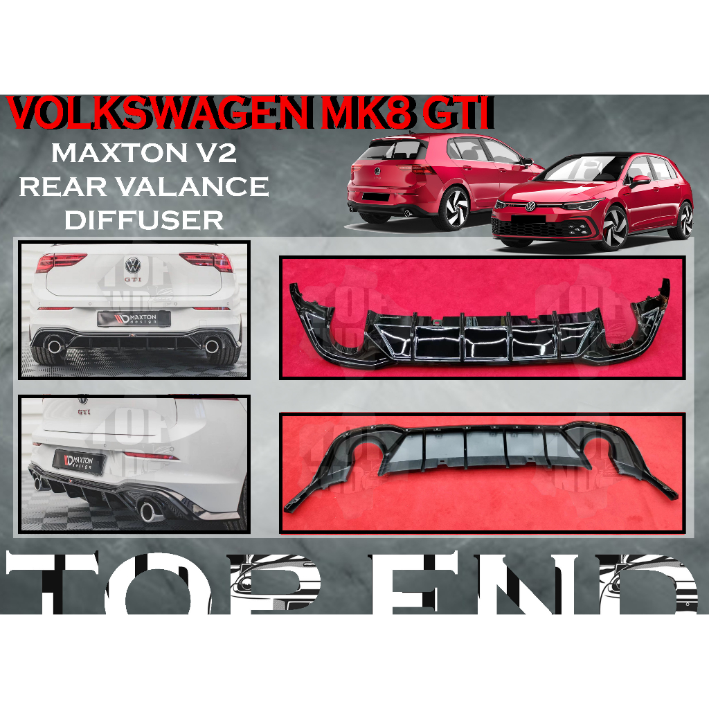 VOLKSWAGEN GOLF MK8 GTI R/R-LINE MAXTON V2 REAR VALANCE DIFFUSER REAR ...