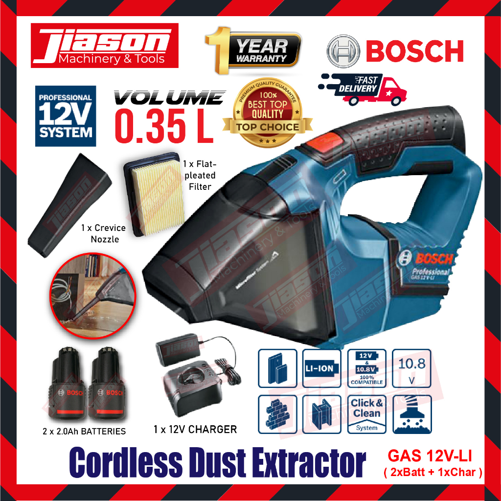 BOSCH GAS 12V-LI / GAS12V-LI 12V 0.35L Cordless Dust Extractor (SOLO ...