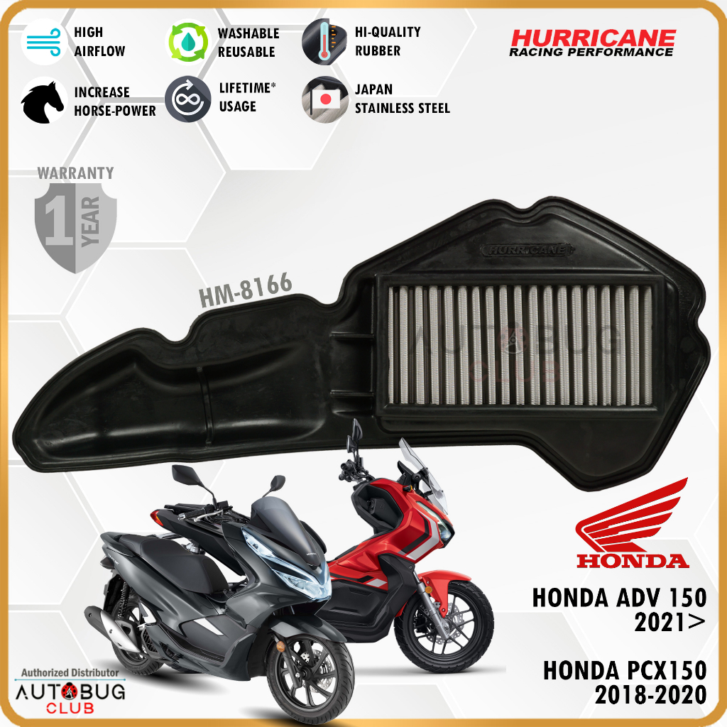 HURRICANE Motorbike Stainless Steel Engine Air Filter [HONDA ADV 150 (2021>)/HONDA PCX 150 (2018 ...