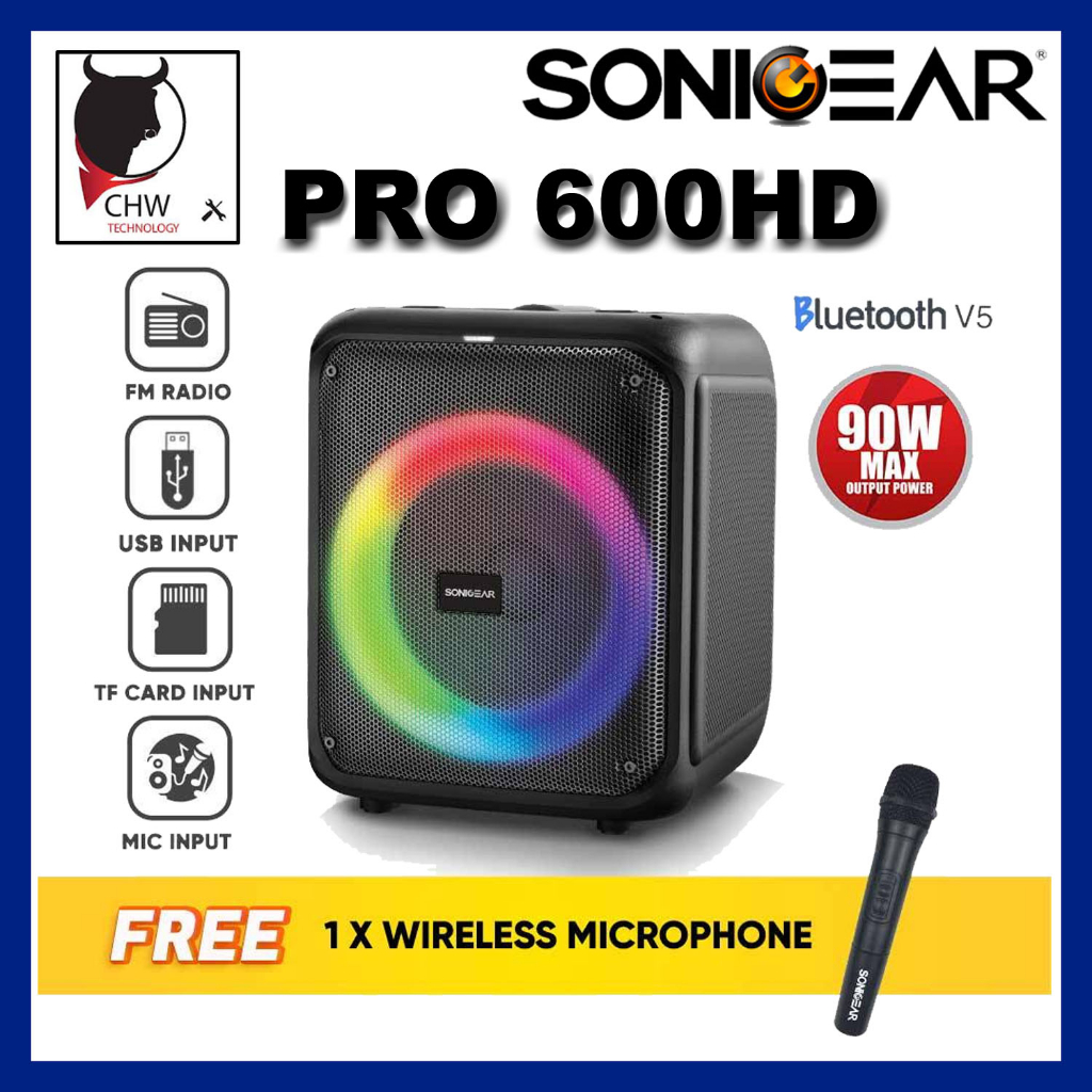 SONICGEAR AUDIOX PRO 600HD PORTABLE BLUETOOTH SPEAKER WITH PHONE DOCKING | FREE WIRELESS MIC ...
