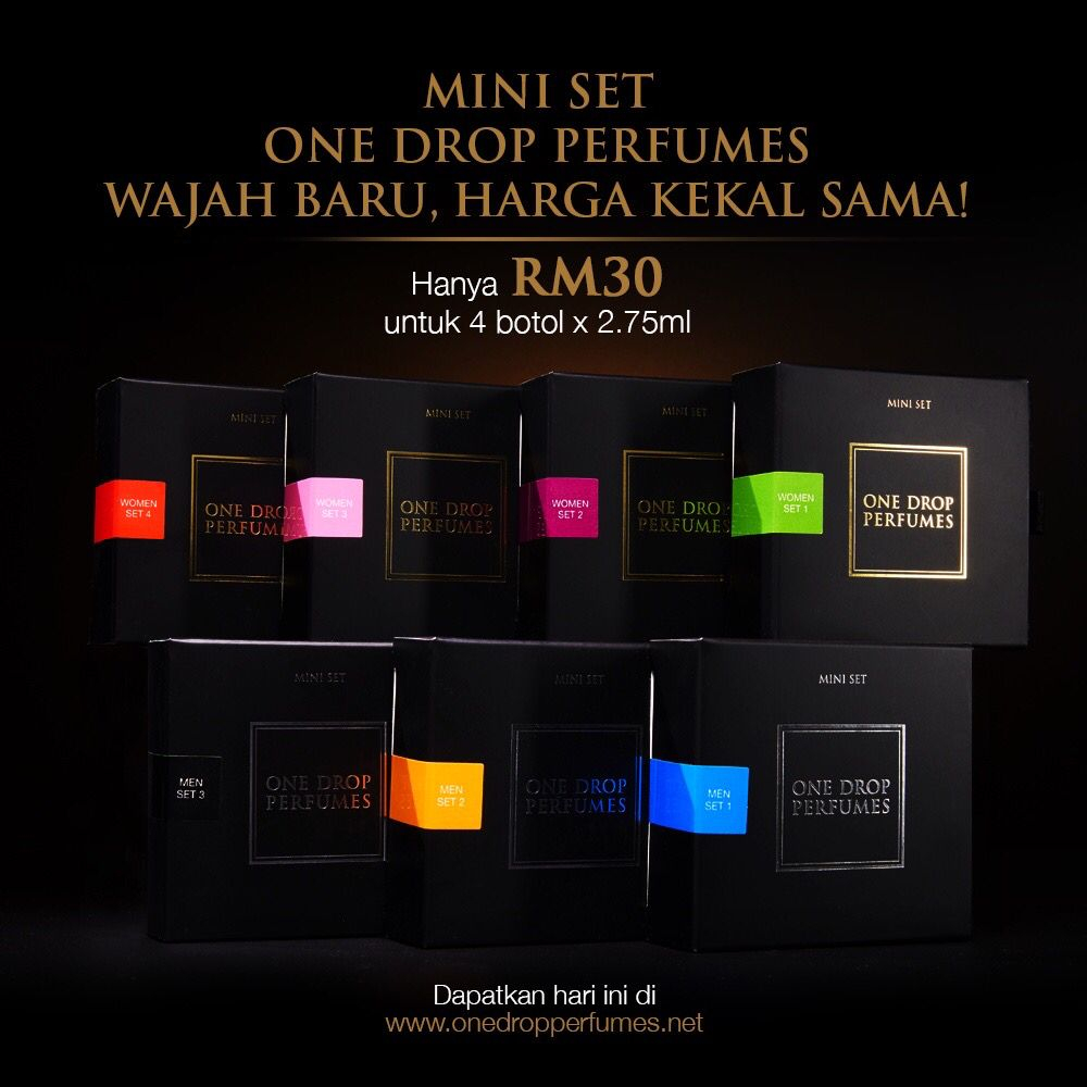 ONE DROP PERFUME MINI SET 2.75ML X 4 / ROLL ON 2.75ML,3 ML,10ML SPRAY ...
