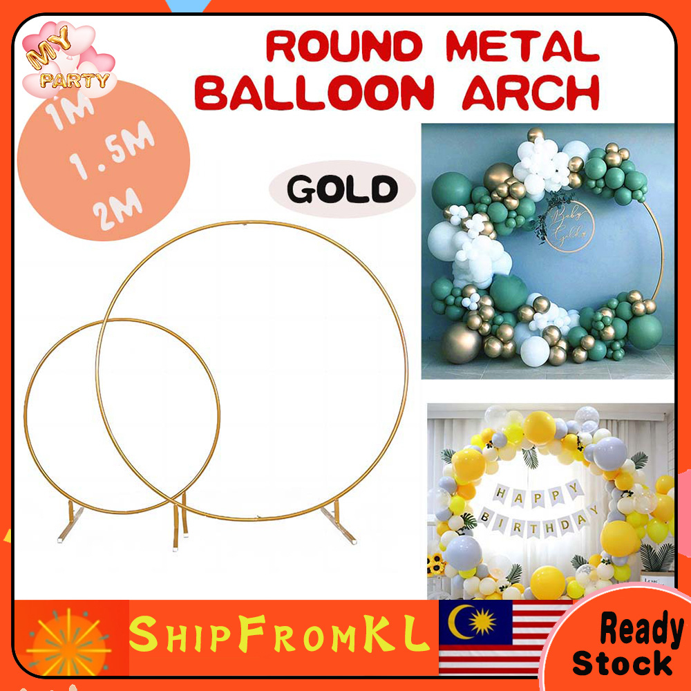 1M/1.5M/2M Golden Metal Round Balloon Stand Circle Arch Kit Birthday ...