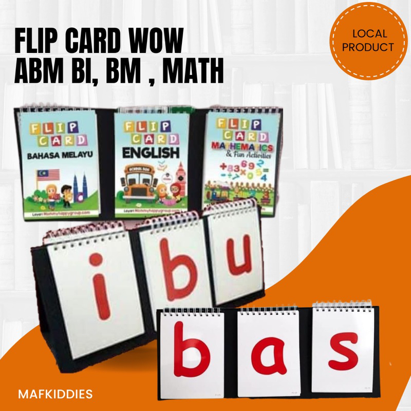 [MOMMYHAPPY] FLIP CARD WOW 3 SUBJEK (BM,BI & MATH) - BIGFLASH CARD ...