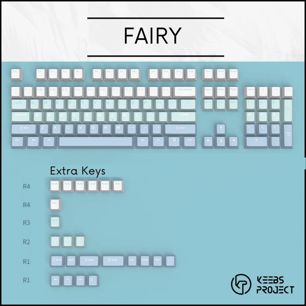 [READY STOCK] Fairy Blue PBT Cherry Profile Gradient Keycap Set for ...