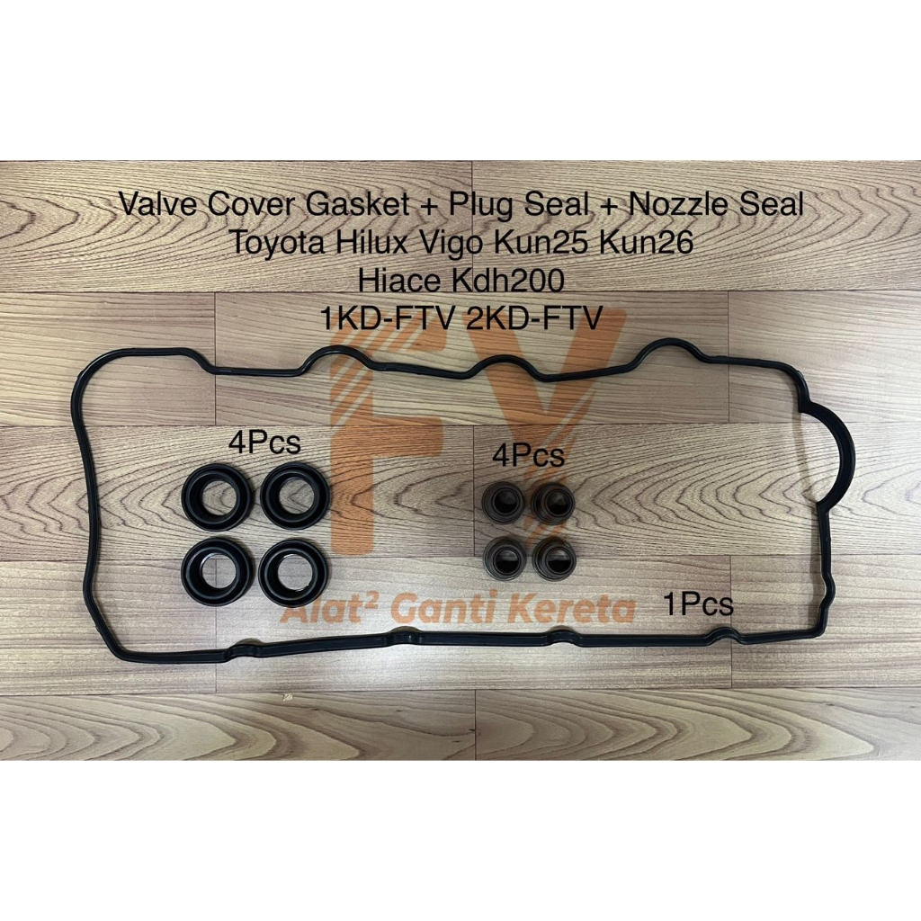 VALVE COVER GASKET + PLUG SEAL + NOZZLE SEAL TOYOTA HILUX VIGO KUN25 KUN26 HIACE KDH200 (1KD-FTV ...