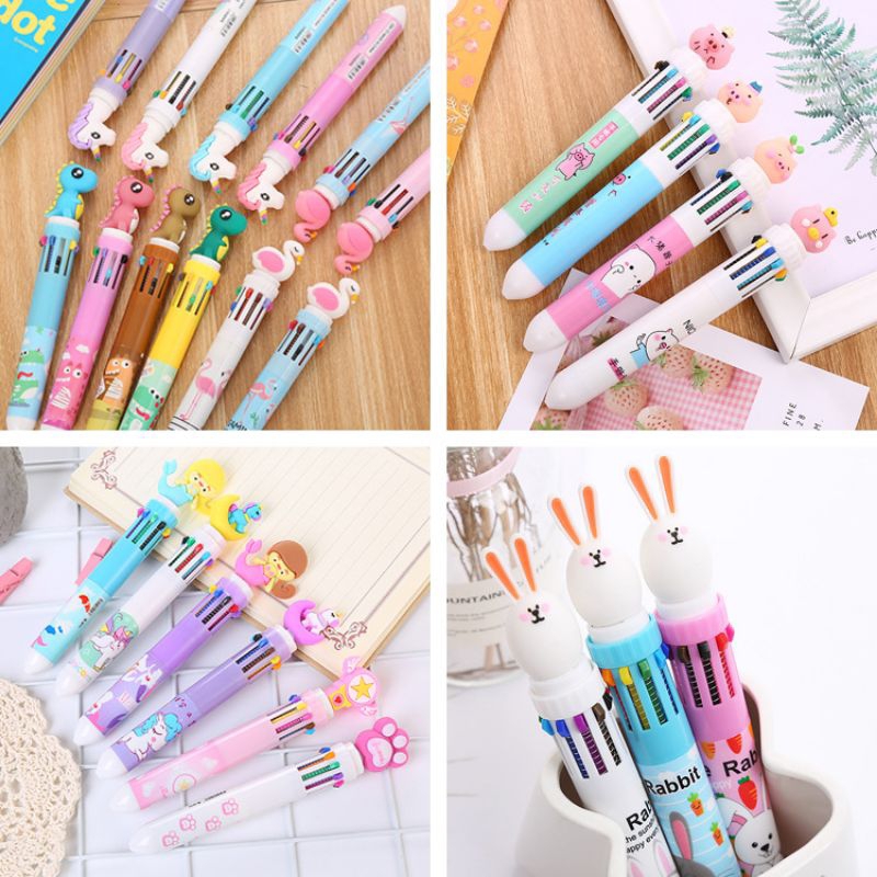 Cute ten-color ballpoint pen girly heart cartoon multi-color press ...