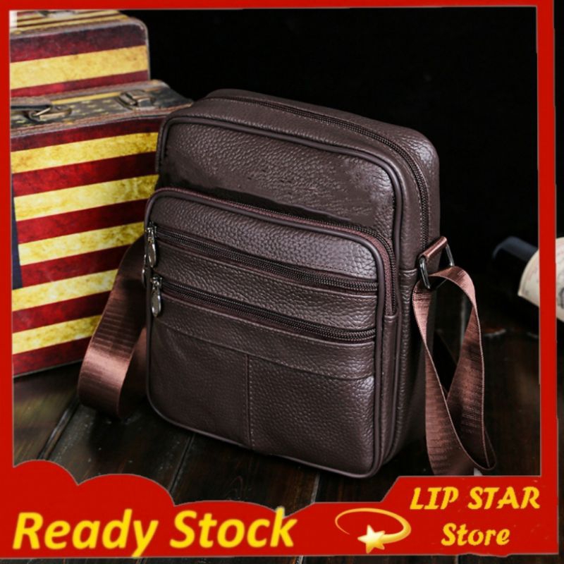 Ready stock cow leather men's sling bag /Beg kulit lembu | Shopee Malaysia