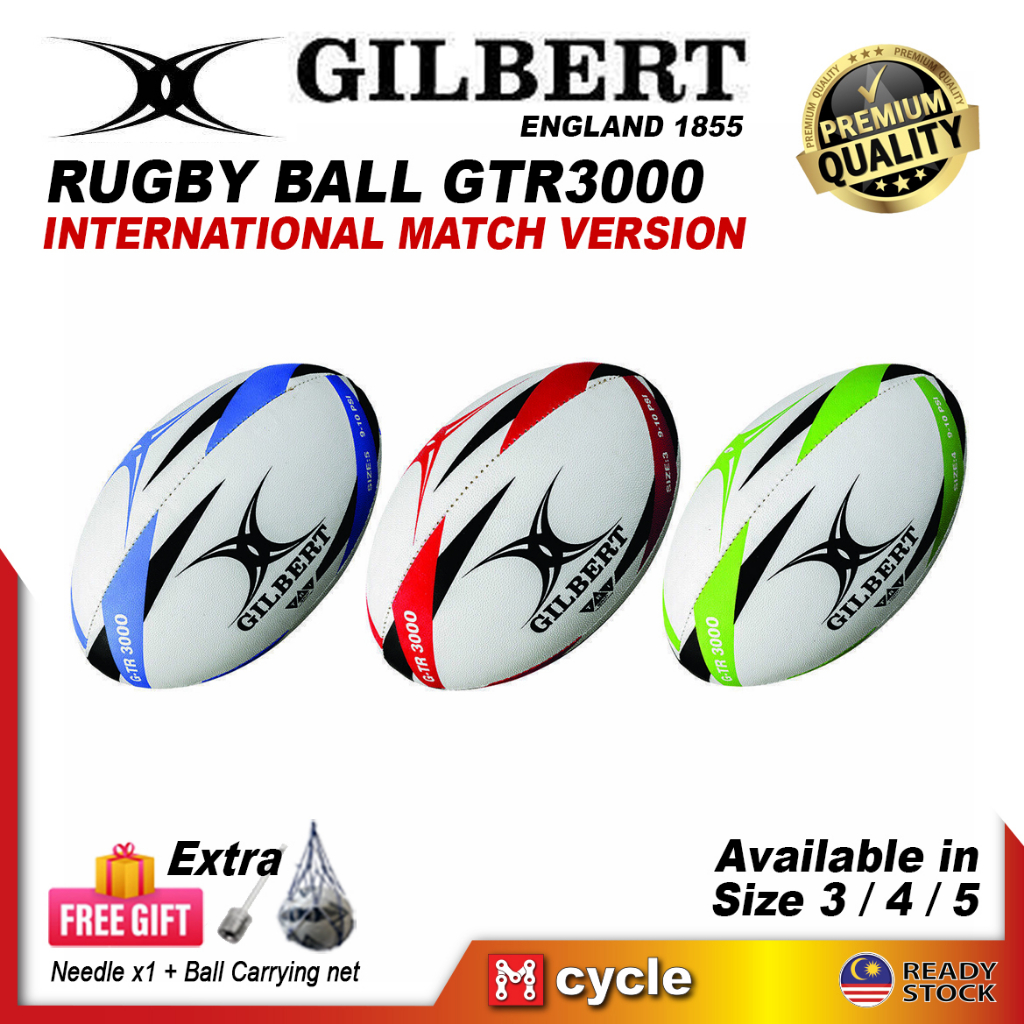 GILBERT GTR 3000 Official Rugby Ball Size 1 2 3 Junior Senior Bola ...