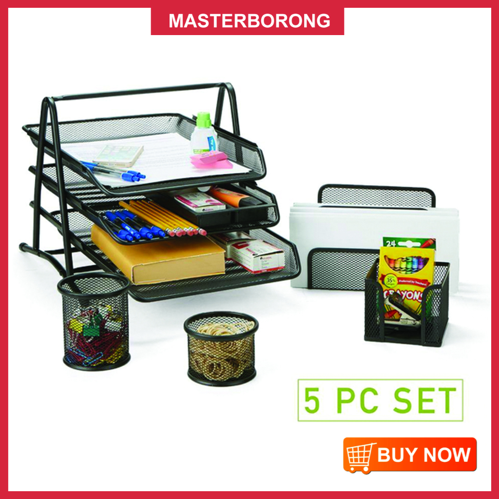 masterborong 3 Tier File Document Letter Paper Tray Sorter Collection ...