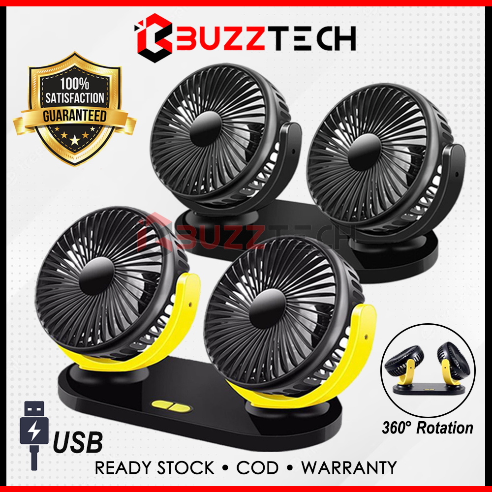BuzzTech USB Car Fan Truck Fan Air Conditioning 3 Speed USB Fan Dual ...