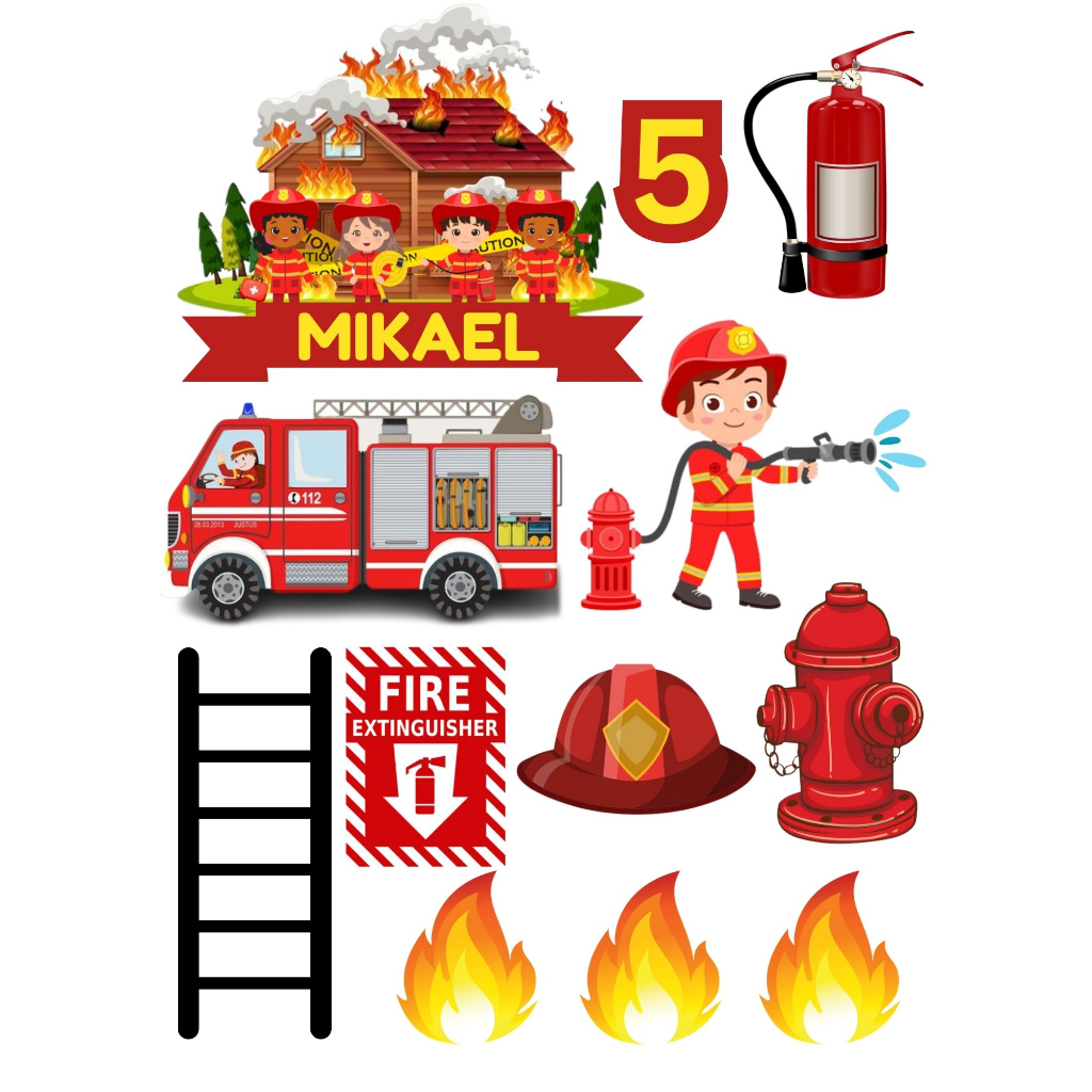 Fire Man Fire Truck Bomba Custom Topper Birthday Cake | Shopee Malaysia