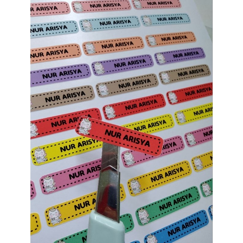 60PCS WATERPROOF Sticker nama kartun budak sekolah/tadika kemas pasti ...