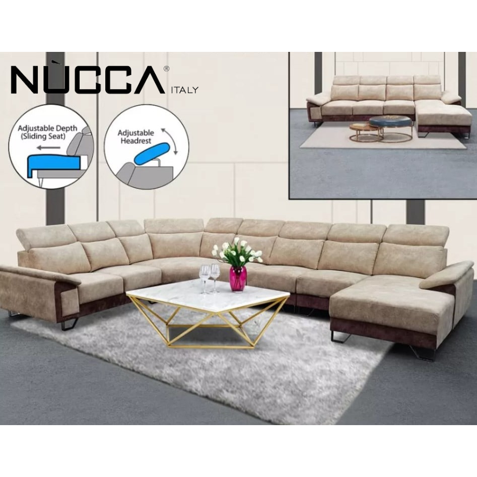 Nucca N1703 Zonnas 7 Seater Coner Sofa [Free Full Sliding Function][Cow ...