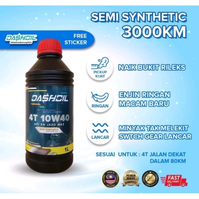 DASH OIL 4T ENGINE OIL / MINYAK HITAM 100% ORIGINAL BRAND DASH OIL HIGH ...