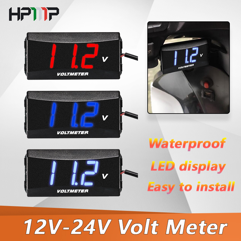 Volt Meter LED Display Digital Voltmeter 12V 24V Volt Gauge Panel Meter ...