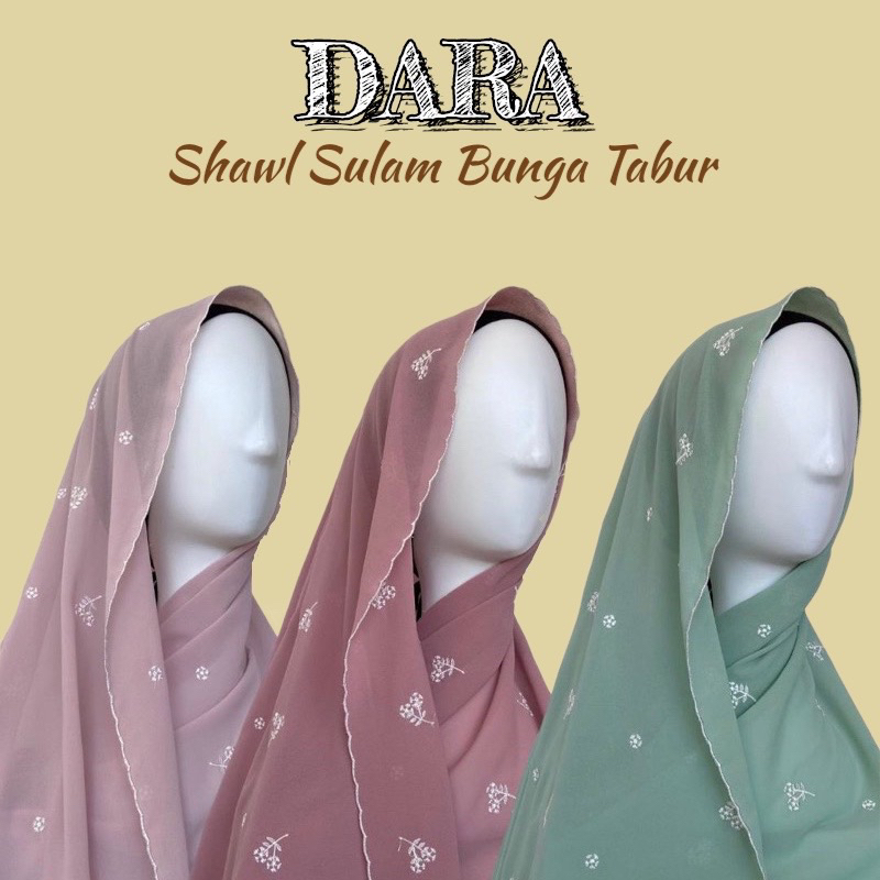 DARA Shawl Sulam Bunga Tabur | Shopee Malaysia