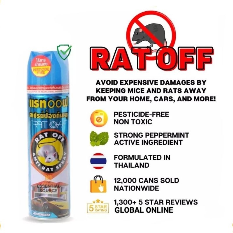 Rat Off Mouse Repellent 100% Original Thailand (Spray Tikus) | Shopee ...
