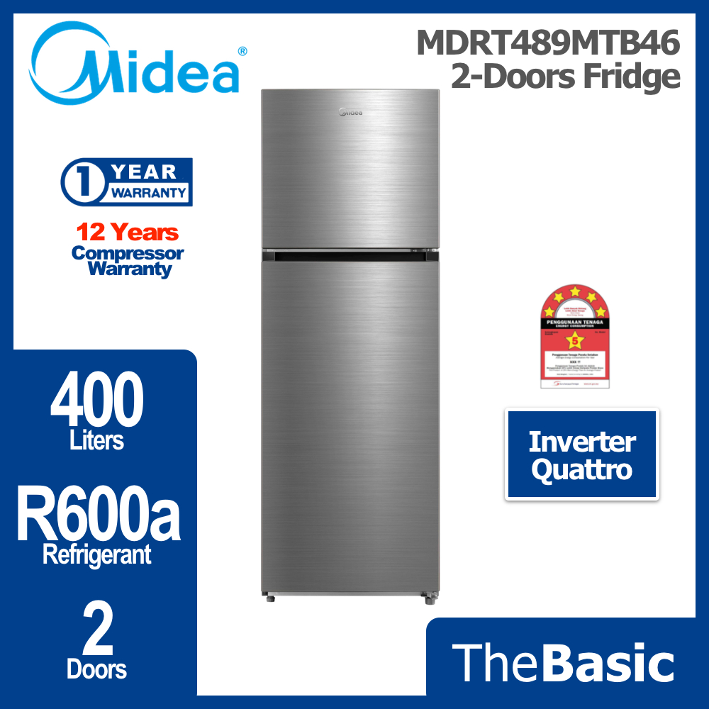 MIDEA 400L Inverter Quattro Fridge 2 Door Refrigerator ( MDRT489MTB46 ...