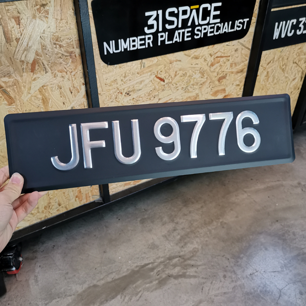 No Plate Kereta Besi Ketuk Number Plate Aluminum Font Warna Silver ...