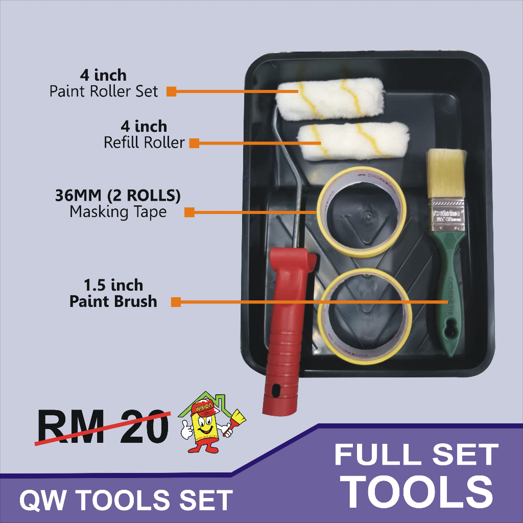 SET TOOL WALL PAINTING COMBO ROLLER BRUSH TOOLS KITS / FULL SET ...