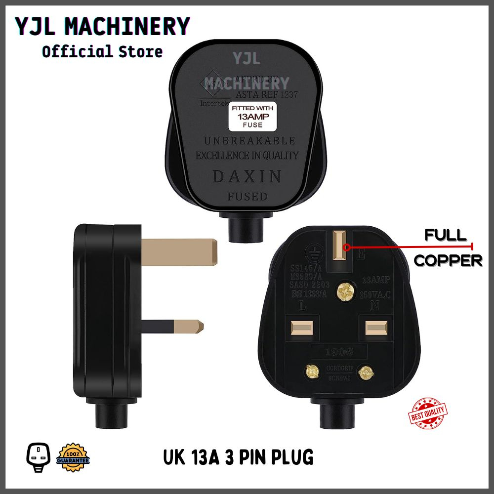 Malaysia 3 Pin Plug Copper UK 13A 3 Pin Plug with Cord Plug Kepala Plug ...