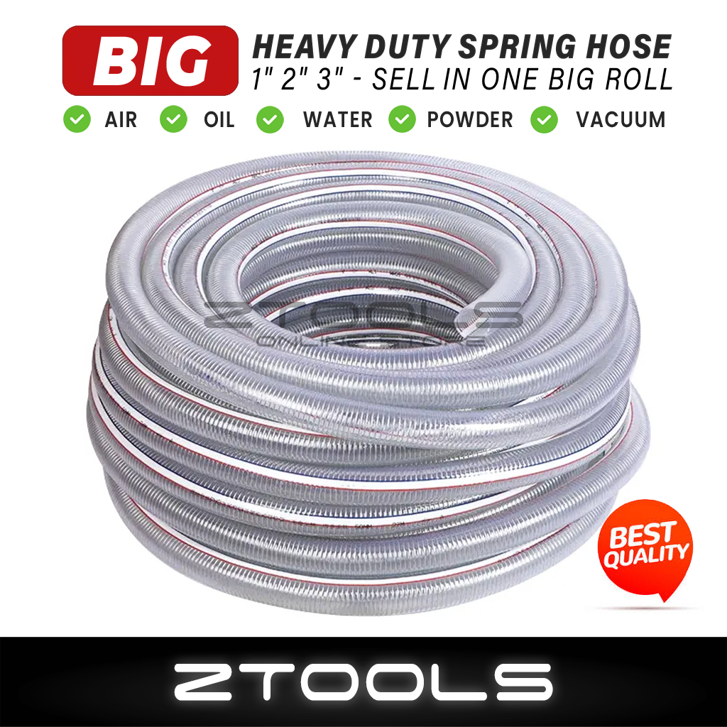 1" 2" 3" Heavy Duty PVC Spring Hose ( BIG ROLL ) Water Suction Hose ...