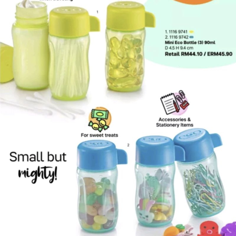 Tupperware Mini Eco Bottle (3pcs) 90ml very small | Shopee Malaysia