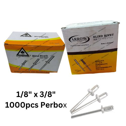 (PER BOX) ACE/ARROW Blind Rivet 拔钉 Mata Rivets/Gate/Besi Hollow ...