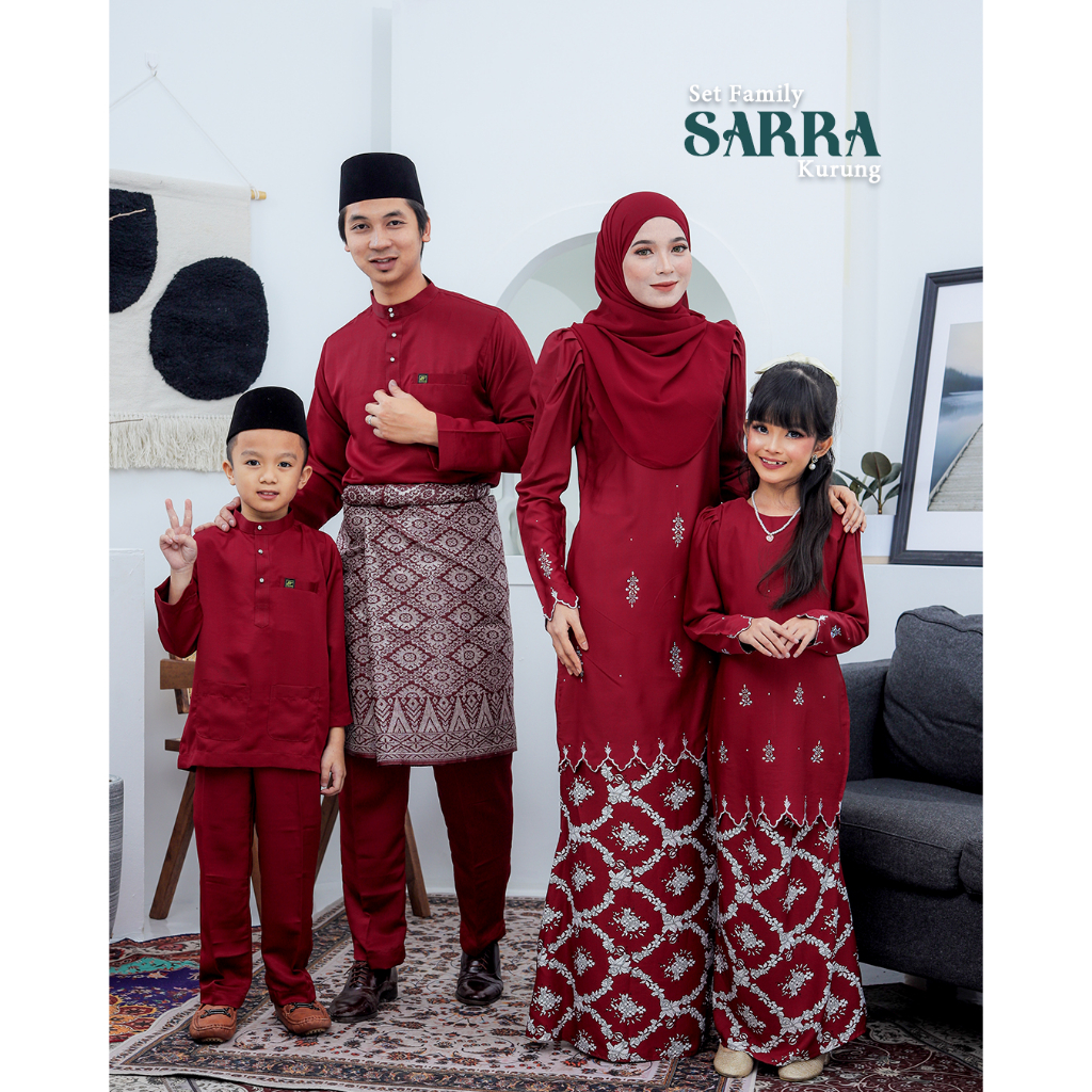 MOFF Set FAMILY BAJU KURUNG MODEN SARRA In MAROON | Kurung Moden by ...