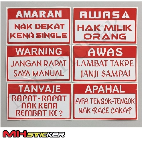 AWAS/AMARAN/WARNING Vinyl Cutting Stickers (Motor/Car) -PART 2 | Shopee ...