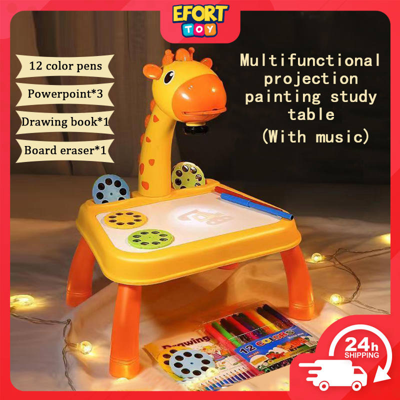 EFORT.TOYS Children's Smart Projector Drawing Desk With Light & Music ...