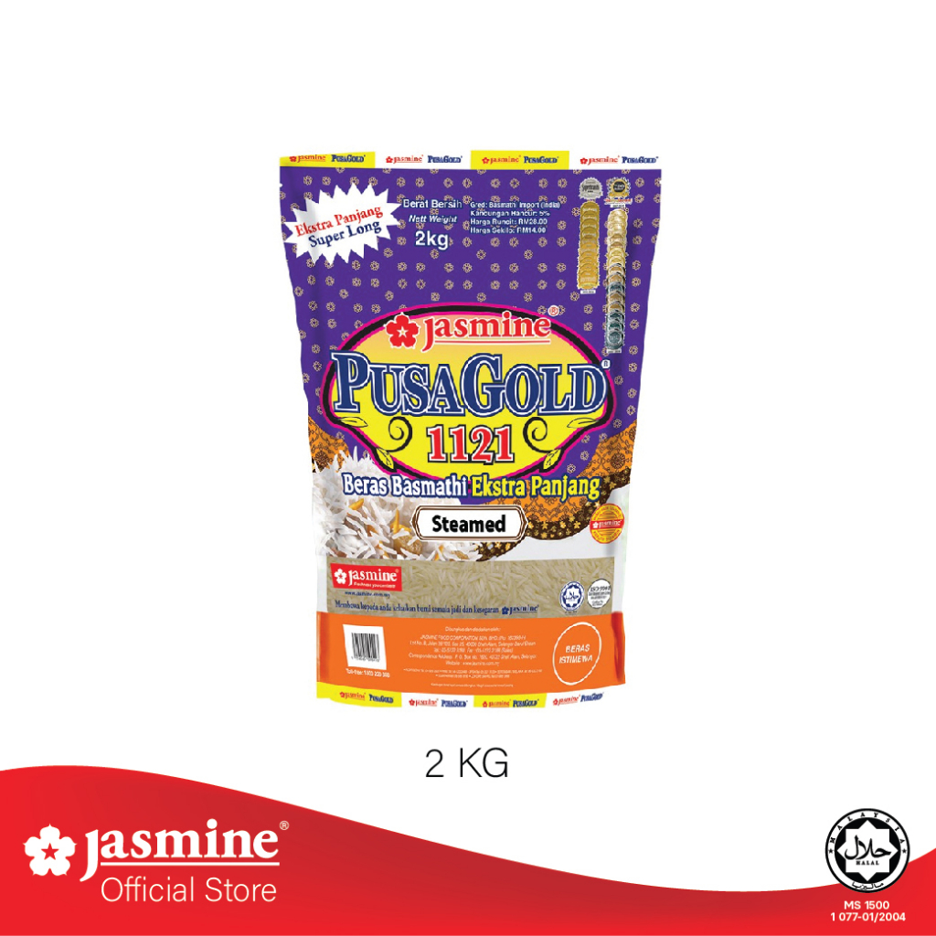 Jasmine PusaGold 1121 Basmathi Rice Extra Long Steamed 2kg | Shopee ...