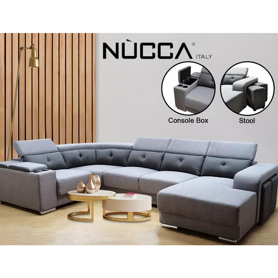 Nucca N277 Sunno 5 seater Corner Sofa Set[Free 2 stool][Can Choose ...