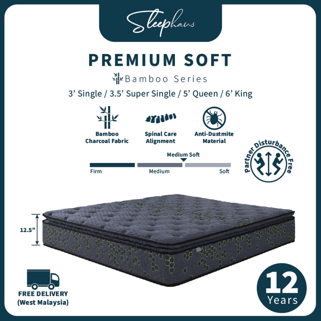 [Ultimate Comfort] Sleephaus Queen 12.5 Inch Premium Soft 3 Zone Pocket ...