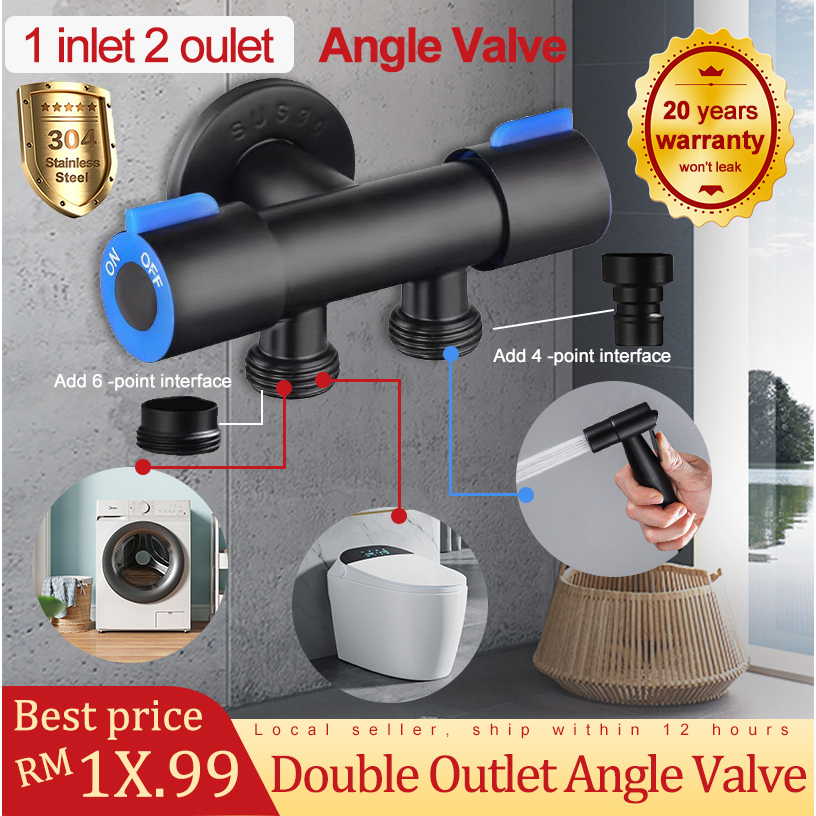 304 Stainless Steel Kitchen & Bathroom toilet Two Way Stop Angle Valve ...