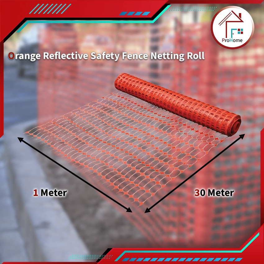 Orange Reflective Safety Fence Netting Roll (1M x 30METER) ABTOOLS9418 ...