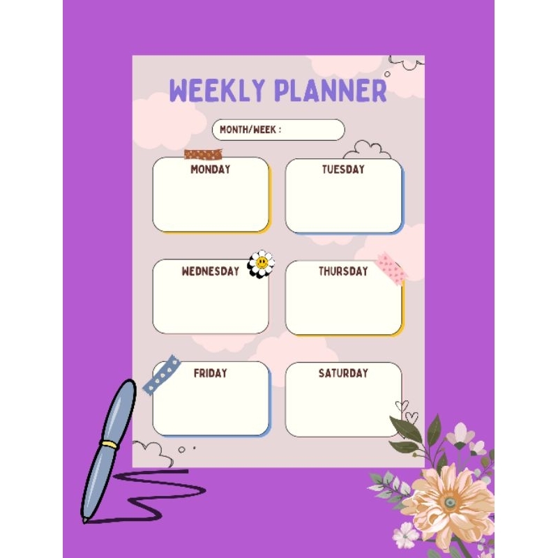 Weekly planner ( 5 set ) | Shopee Malaysia