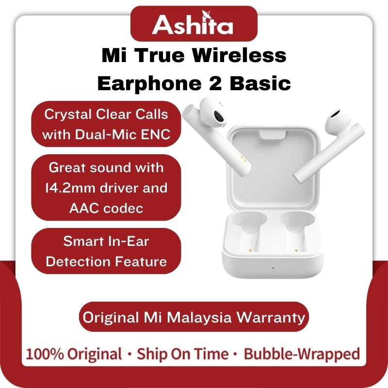 Xiaomi Mi True Wireless Earphone 2 Basic | Up to 20 hours of total battery life | Crystal clear ...