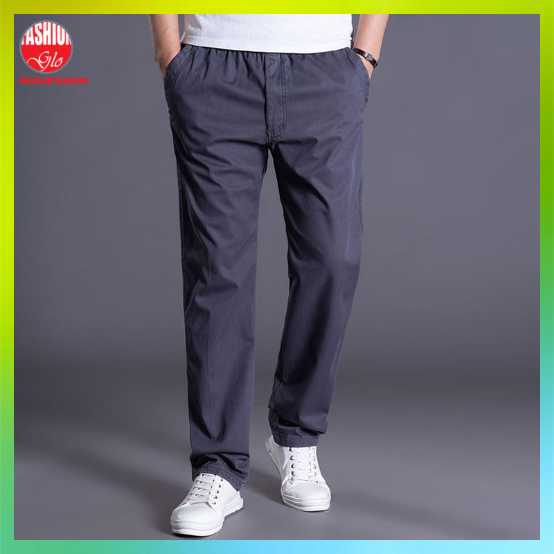 Plus Size Pants Men Seluar Panjang Lelaki Saiz Besar Getah Pinggang ...